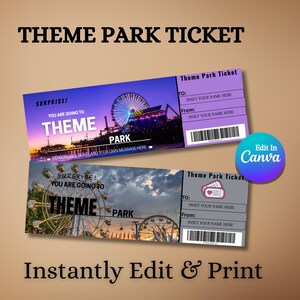 Editable Theme Park Ticket Template: Surprise Adventure Reveal (instant ...