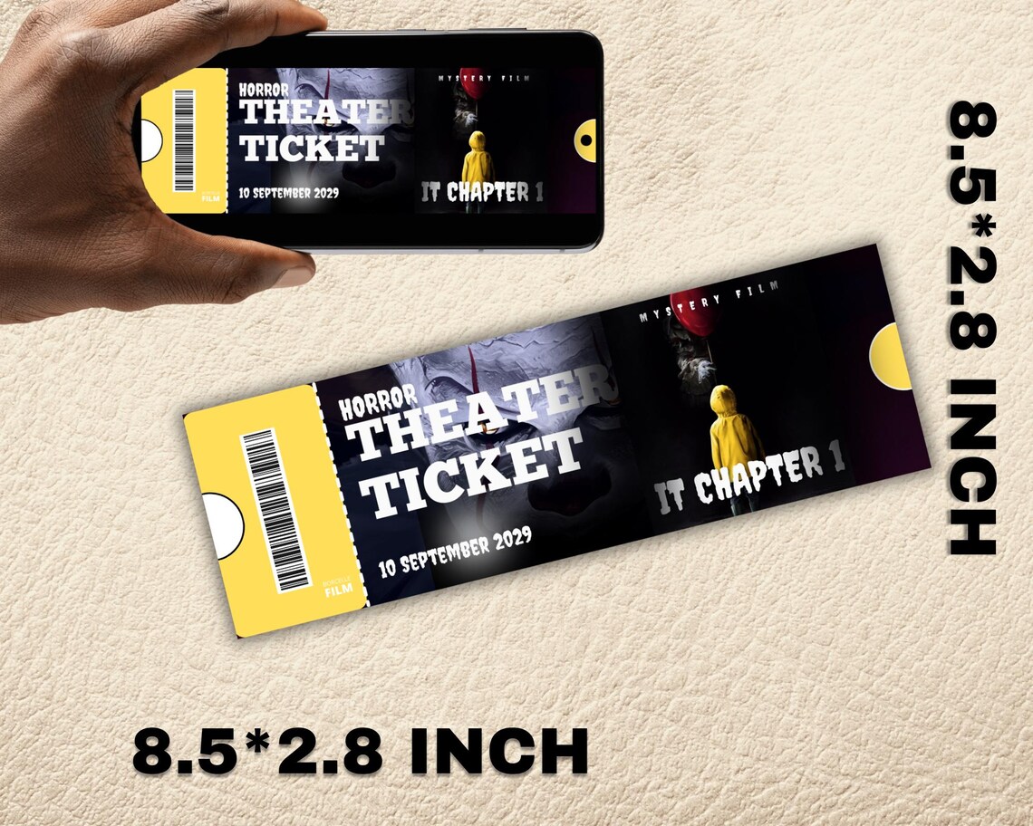 Editable Surprise Theater Ticket Template: Movie Lover Gift (digital ...