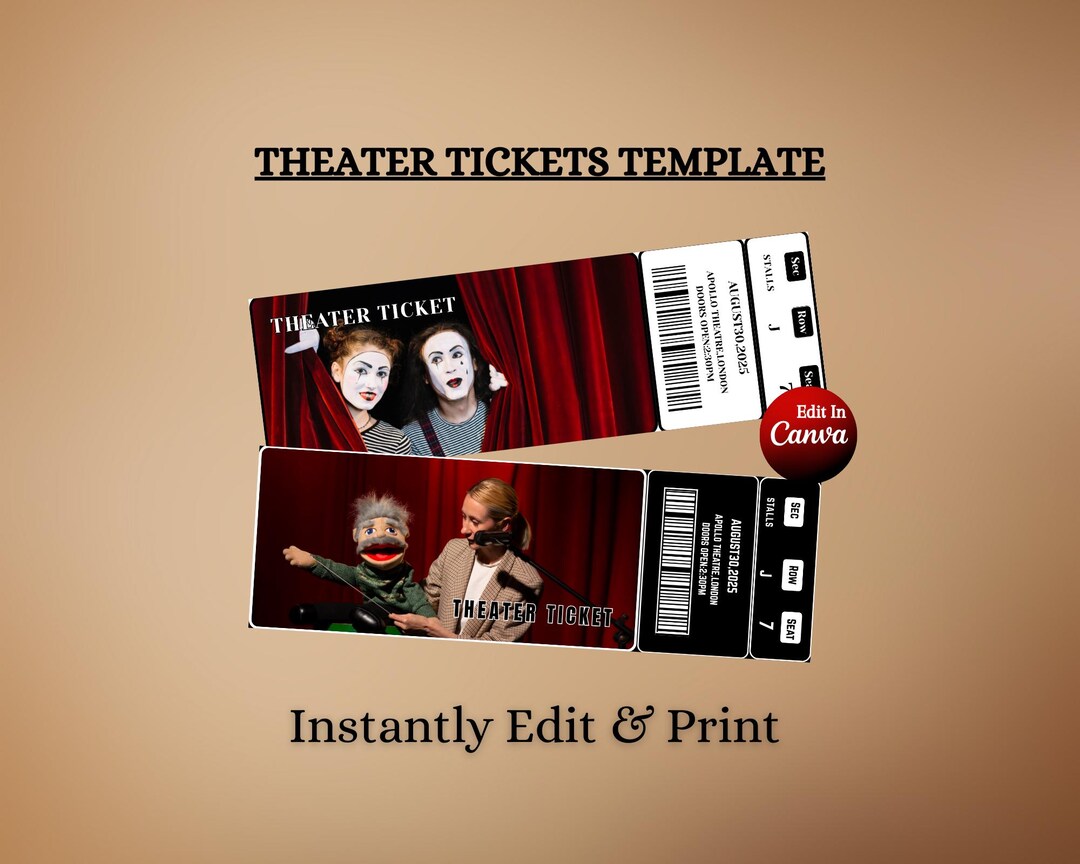 Editable Theater Ticket Template: Printable Surprise Show Gift (PDF ...