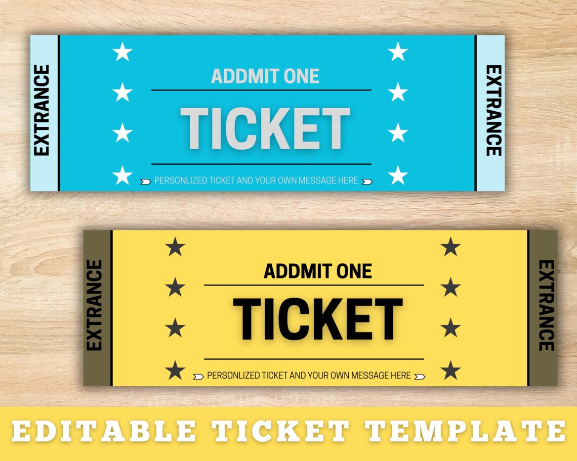 Editable Surprise Ticket: DIY Event Voucher, Printable Gift Pass ...