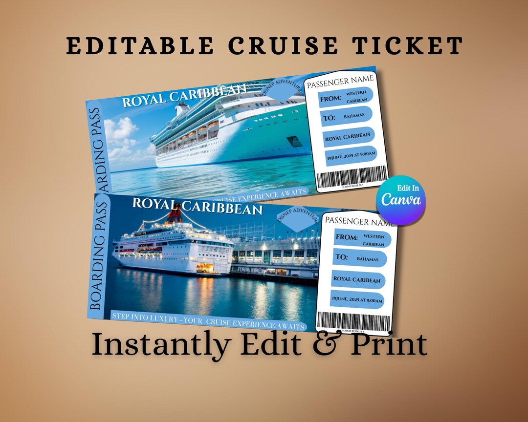 Editable Cruise Ticket, Holiday Cruise Tickets, Surprise Ticket ...