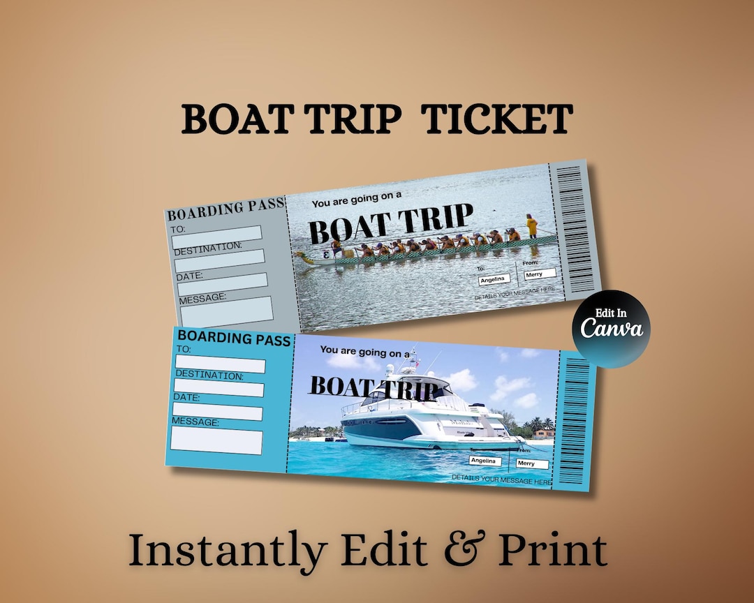 Editable Boat Trip Ticket | Printable Vacation Surprise Voucher ...