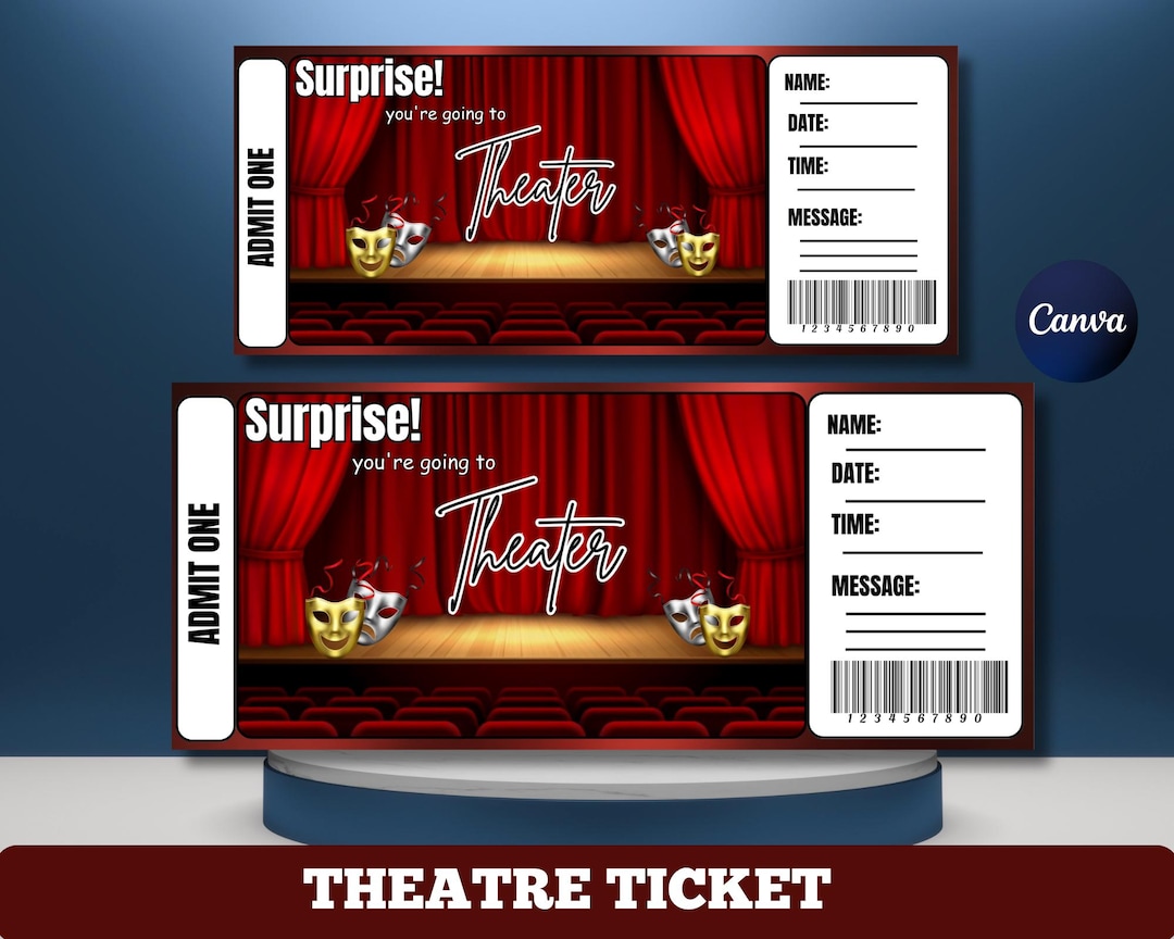 Editable Theatre Ticket Template, Surprise Theatre Christmas Gift ...