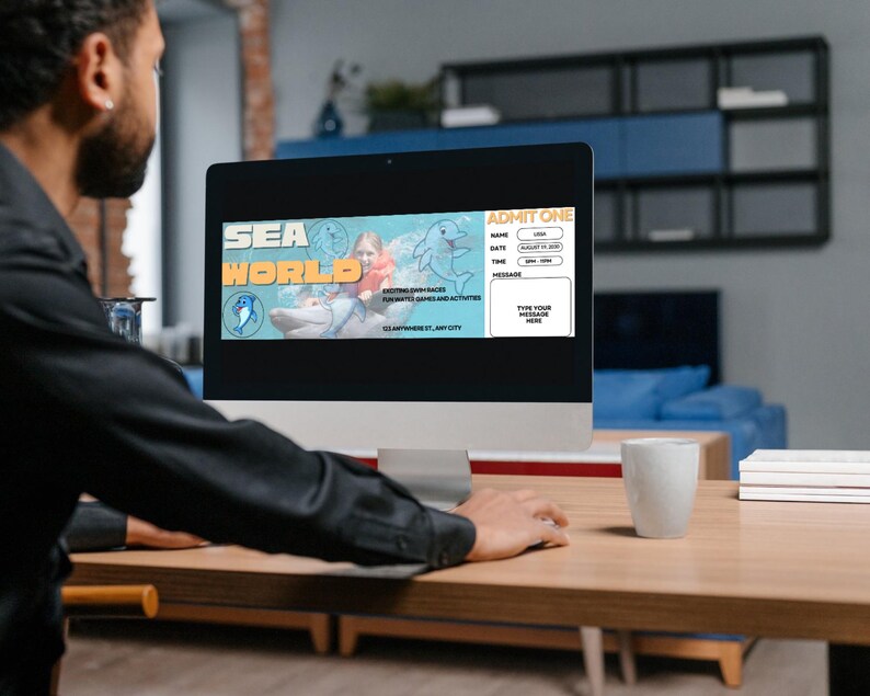 Printable Seaworld Surprise Ticket: Vacation Reveal, Canva Editable ...
