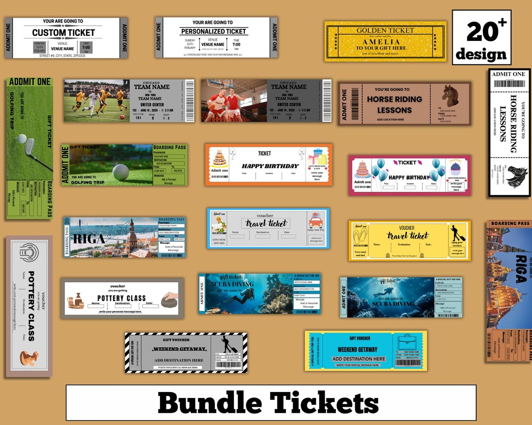 20+ Editable Ticket Template | DIY Event Ticket Design | Printable ...