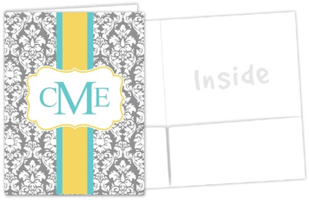 Personalized Pocket Folder - Damask - Etsy