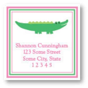 Later Gator Return Address Label Stickers - Alligator Pink Green ...