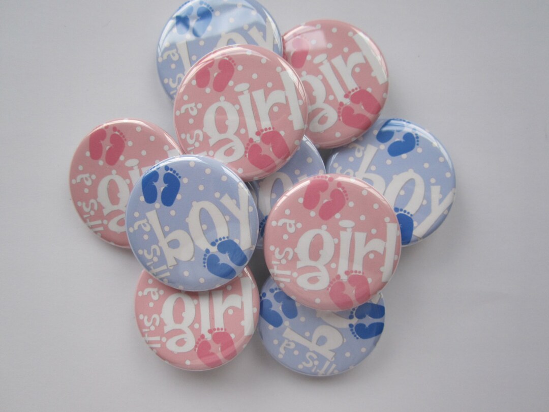 Set of 20 Gender Reveal 1.25 Inch Buttons Pinback Flatback or ...