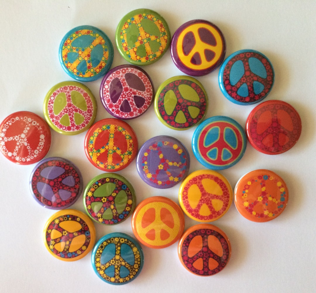 Peace Sign Gift Set of 20 Buttons Pinback Flatback Hollowback or Magnet ...
