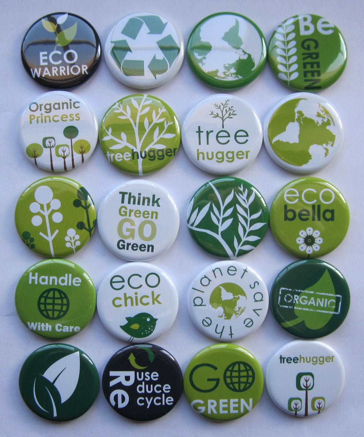 Go Green Earth Day Gift Button Set of 20 1 Inch 1.25 Inch 1.5 | Etsy