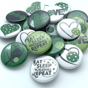 Pickleball Button Gift Set of 20 1" 1.25" 1.5" or 1.75" Inch Buttons ...
