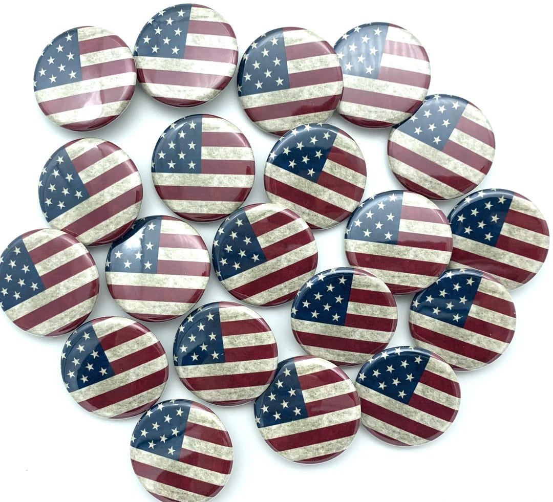 American Flag Buttons TWENTY Pack / Various Sizes and Backs / Patriotic ...