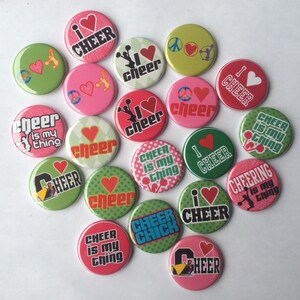 Cheerleader Themed Set of 20 1" or 1.25 Inch Cheerleader Buttons Pin ...