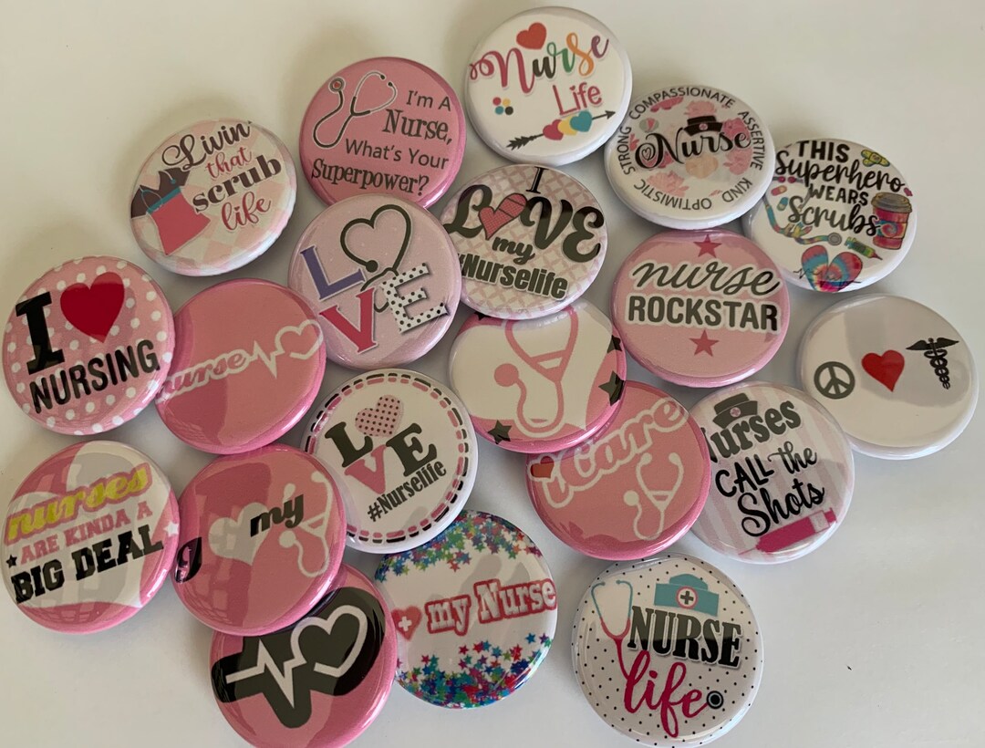 Nurse Buttons Set of TWENTY. Great for Badge Reels and Lanyard Pins ...