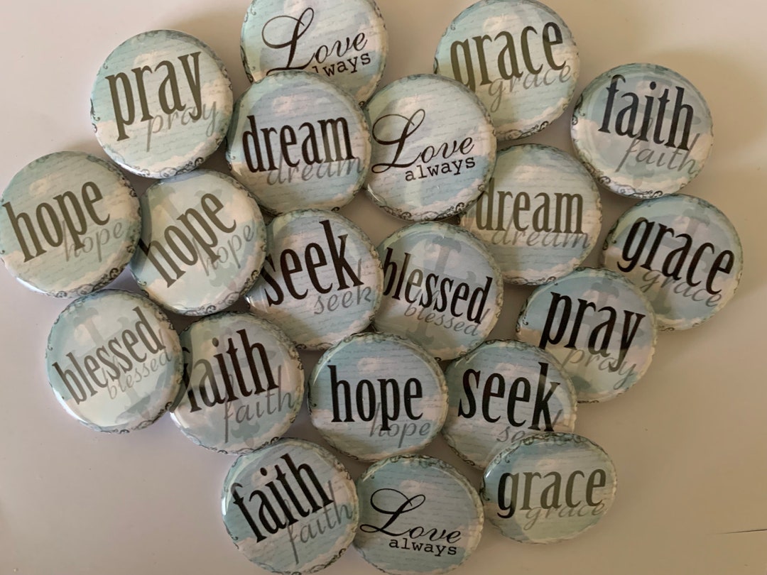 Inspirational Religious / Christian Set of 20 Buttons in Various Sizes ...