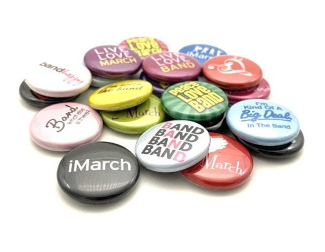 Marching Band Buttons Set of TWENTY (20) 1" 1.25" 1.5" or 1.75" Pin ...