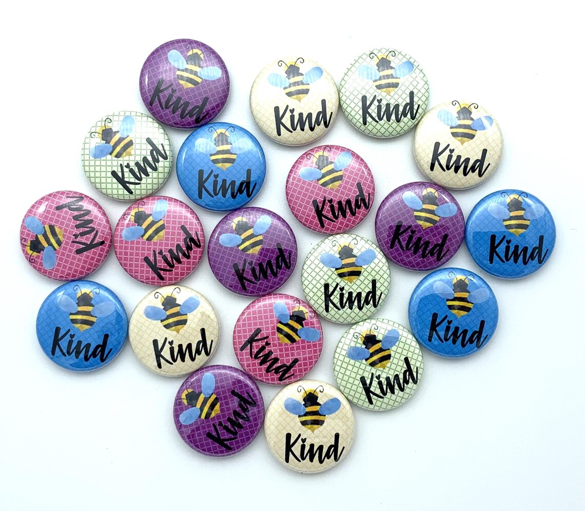 Be Kind Bee Themed (20 Pack) Party Favor Buttons 1" or 1.25 or 1.5 ...