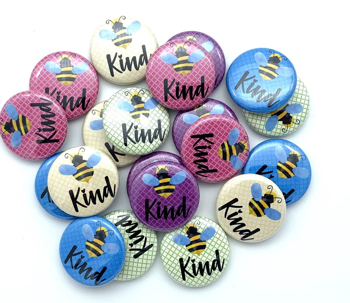 Be Kind Bee Themed (20 Pack) Party Favor Buttons 1" or 1.25 or 1.5 ...