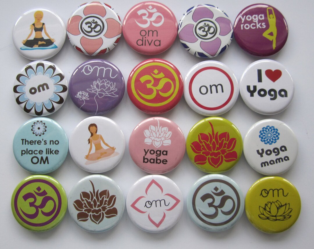 I Love Yoga Set of 20 Buttons. Choose From 1", 1.25" 1.5" or 2.25" Pin ...