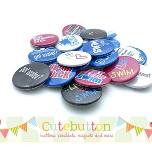 Swim Team Swimmer Buttons (20 Pack) 1" 1.25" 1.5" or 1.75" Buttons Pin ...