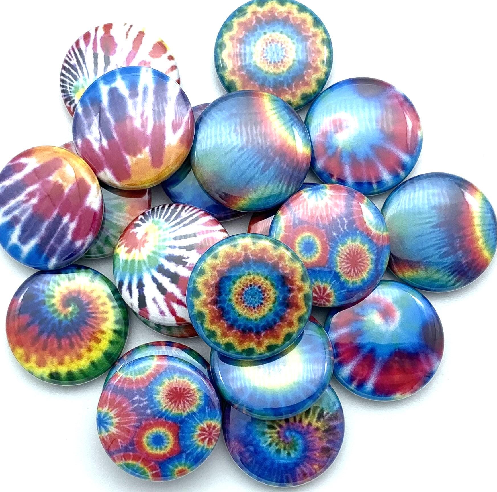 Colorful Tie Dyed Designs Buttons / Set of TWENTY / Choose Size and ...