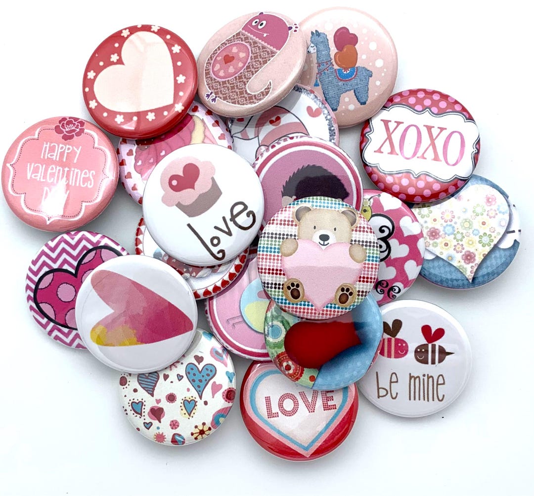 Cute Valentine Buttons /TWENTY Pack/ Various Backs and Sizes/ Great ...