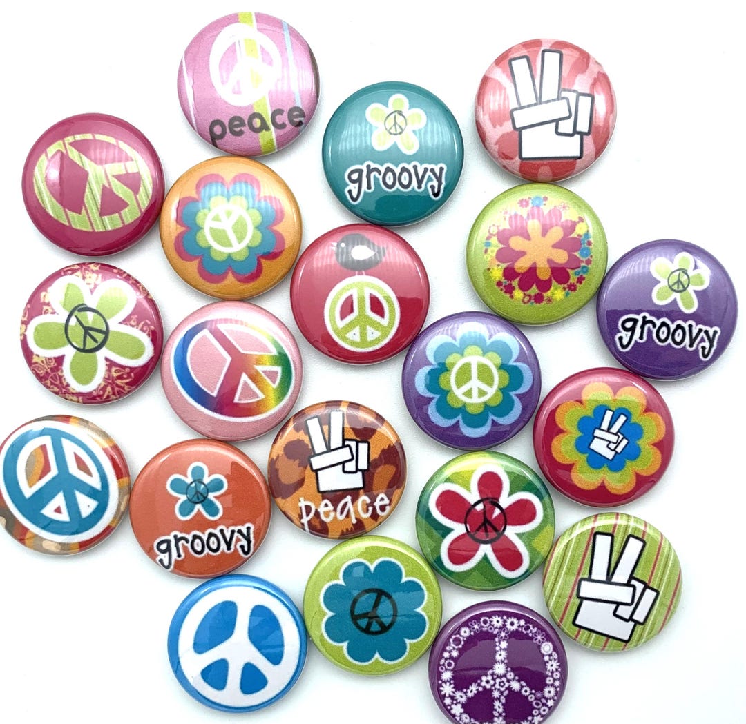 TWENTY Peace Sign Buttons / Various Size and Back Options / Great ...
