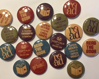 Bookworm Reading Themed Pins Book Club 20 Pack 1 | Etsy