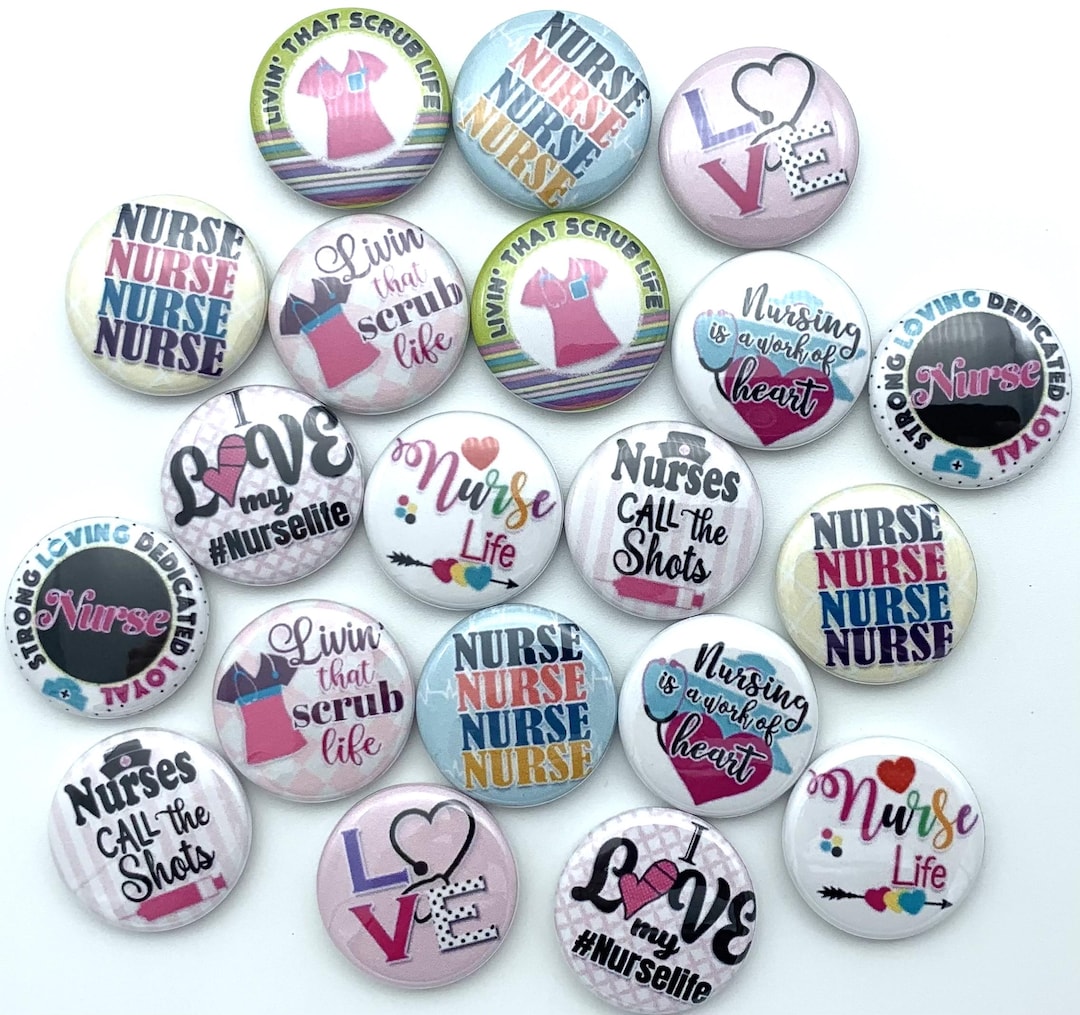 Cute Nurse Buttons / Great Nurse Week Gift / Various Sizes and Backs ...