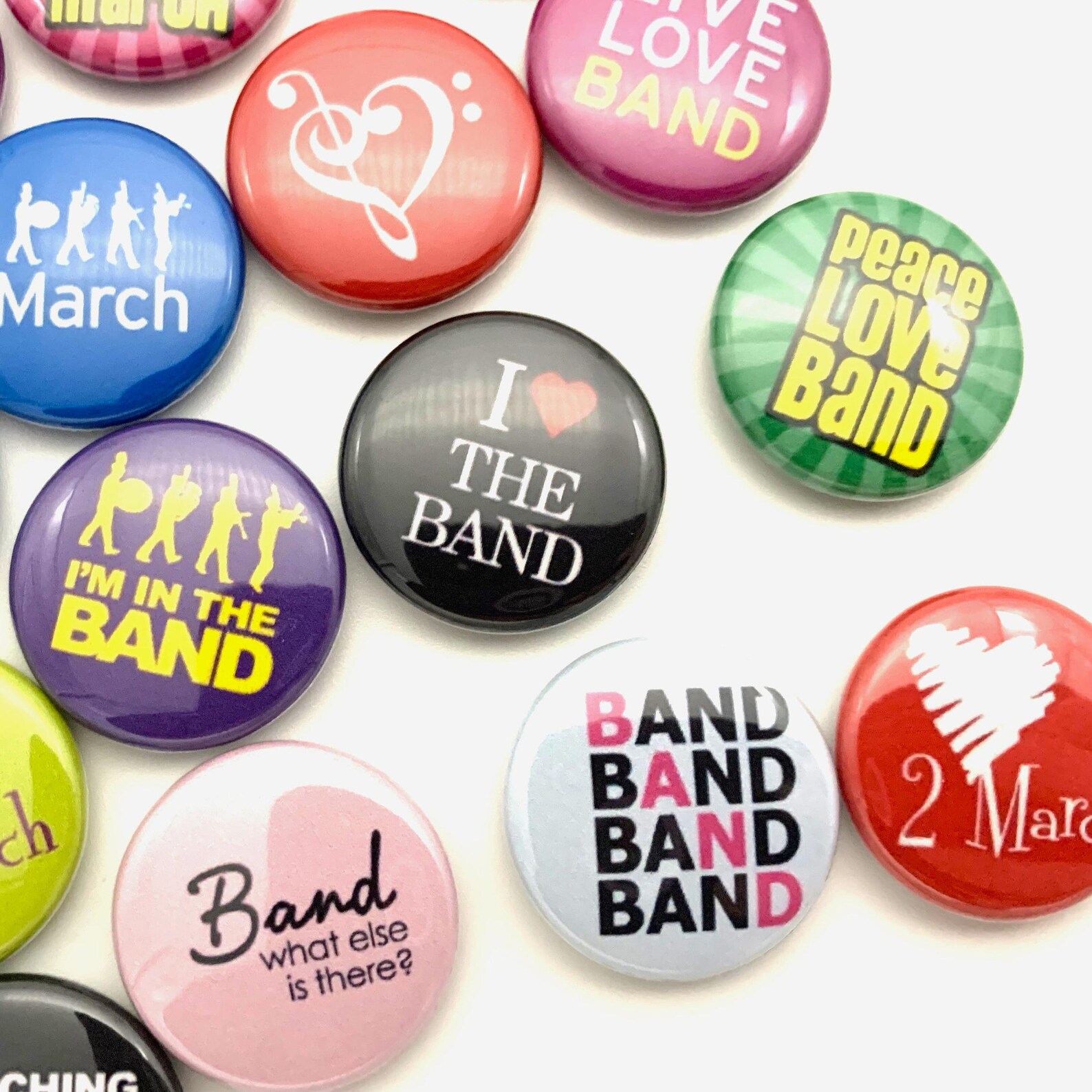 Marching Band Buttons Set of TWENTY (20) 1" 1.25" 1.5" or 1.75" Pin ...