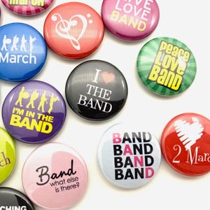 Marching Band Buttons Set of TWENTY (20) 1" 1.25" 1.5" or 1.75" Pin ...