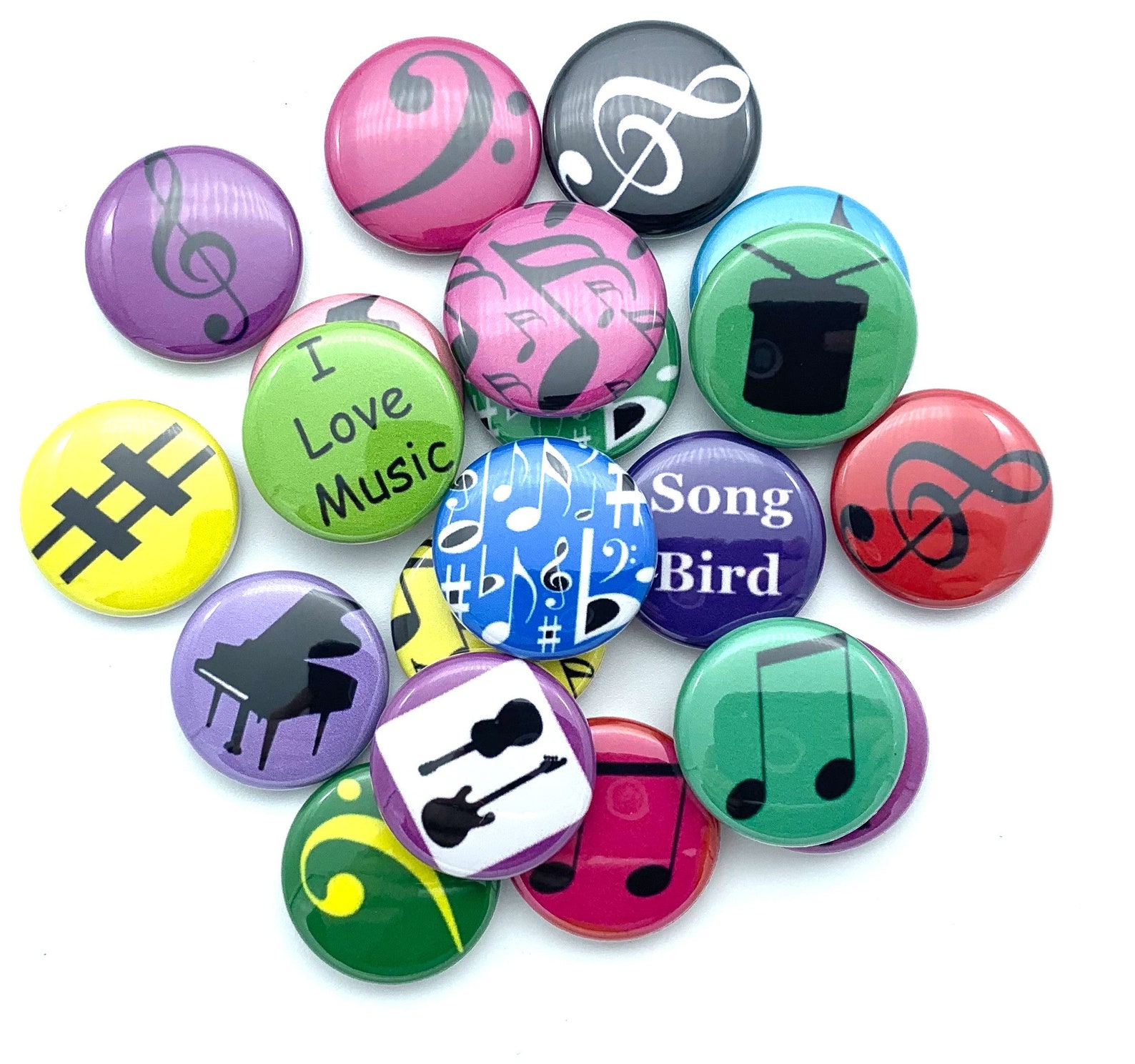 Music Note Buttons (set of 20) Piano or Guitar Student Prize or Gift ...