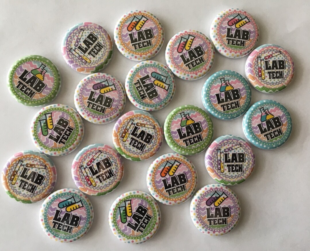 Lab Tech Theme Set of 20 Buttons. 1 Inch 1.25 Inch or 1.5 Inch Choose ...