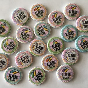Lab Tech Theme Set of 20 Buttons. 1 Inch 1.25 Inch or 1.5 Inch Choose ...