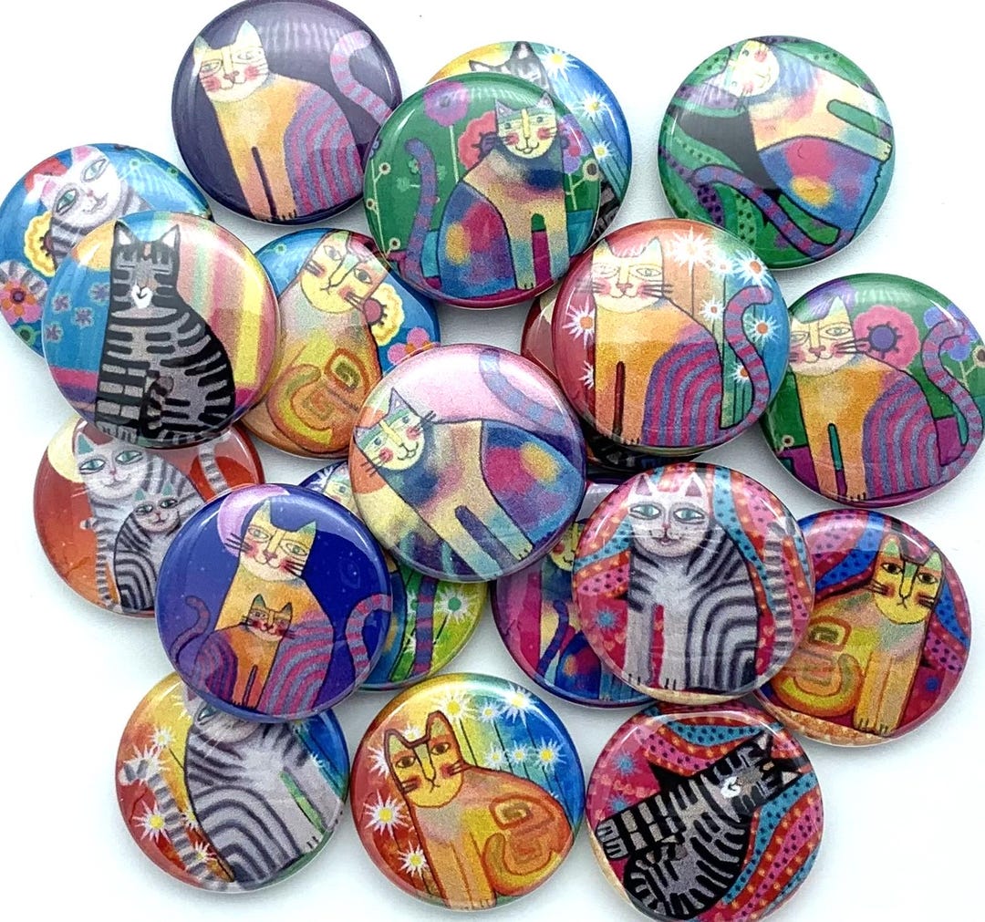 Colorful Cat TWENTY Pack of Buttons / Great for Cat Lover Gift / Party ...
