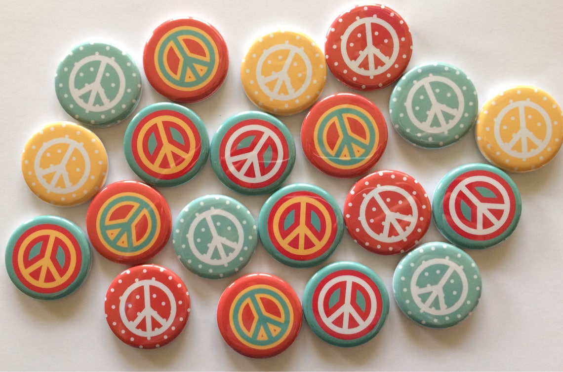 Peace Sign Button Gift Set of 20 Total Pinback Flatback | Etsy