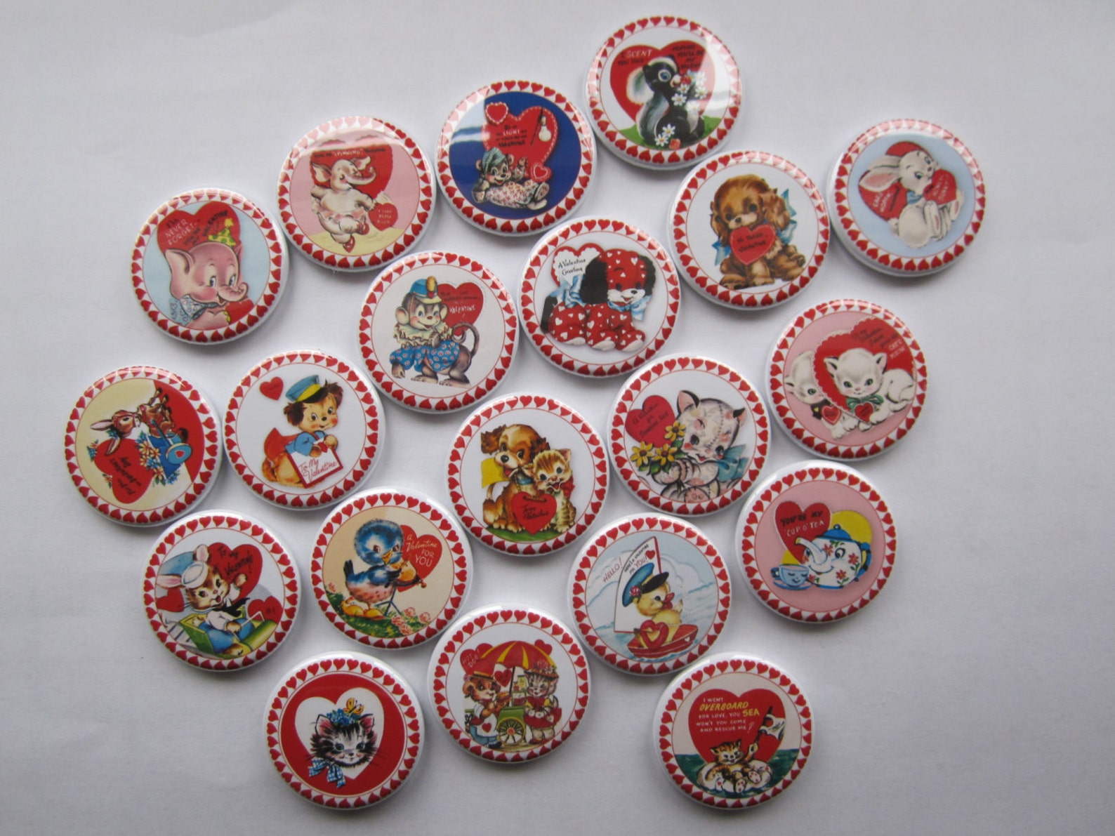 Valentine Vintage Animal Designs Buttons Set of 20. You Can - Etsy