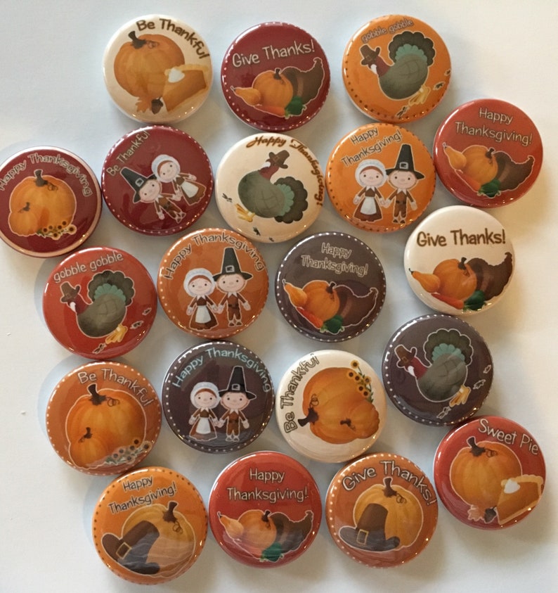 Thanksgiving Holiday Themed Set of 20 Buttons 1", 1.25" or 1.5" - Etsy