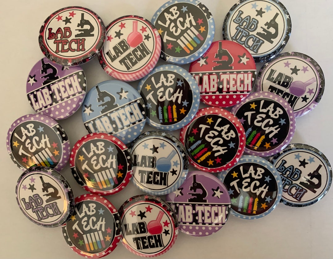 Lab Tech Theme Set of 20 Buttons. 1 Inch 1.25 Inch or 1.5 Inch Choose ...