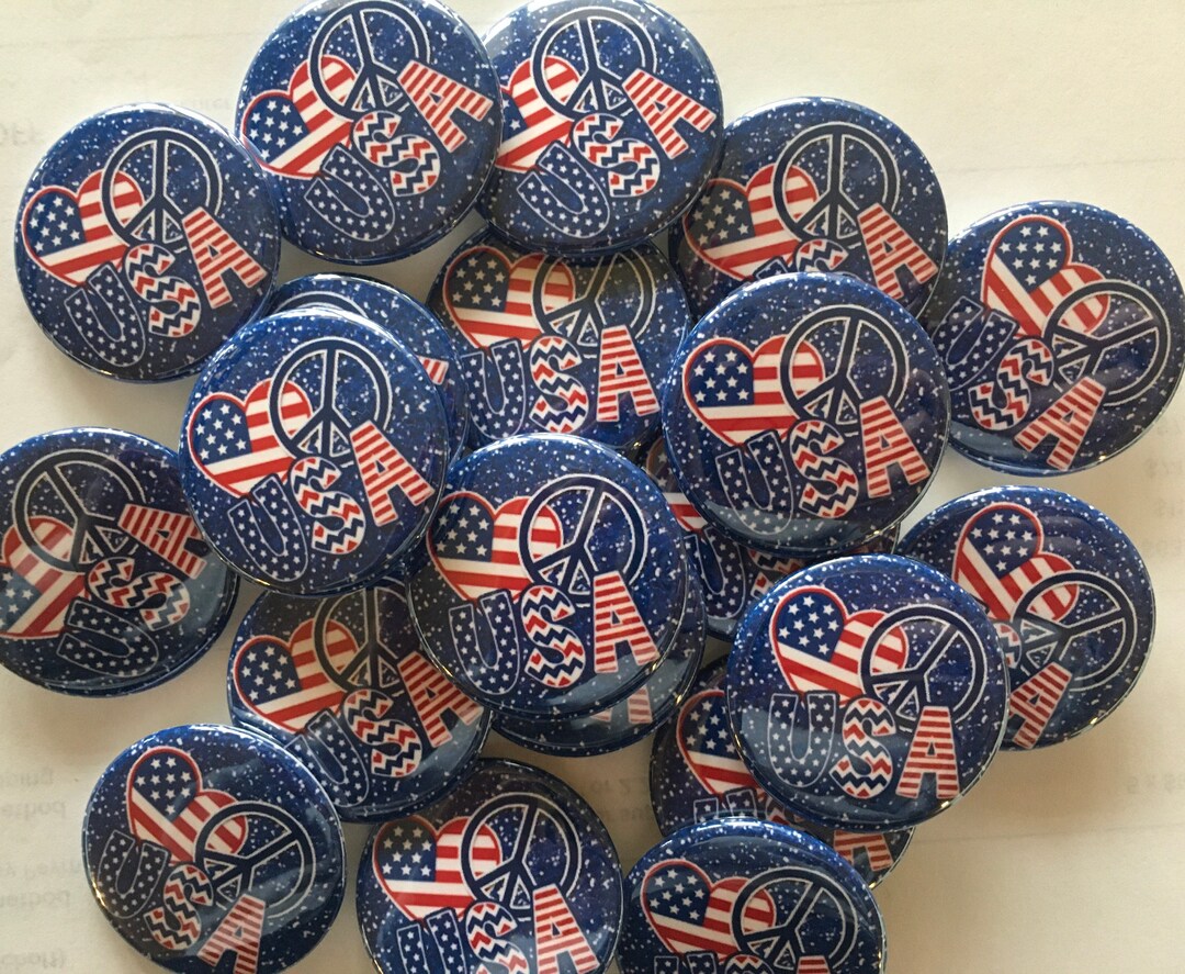 America Patriotic Set of 20 Buttons. Choose 1", 1.25" 1.5" or 2.25" Pin ...