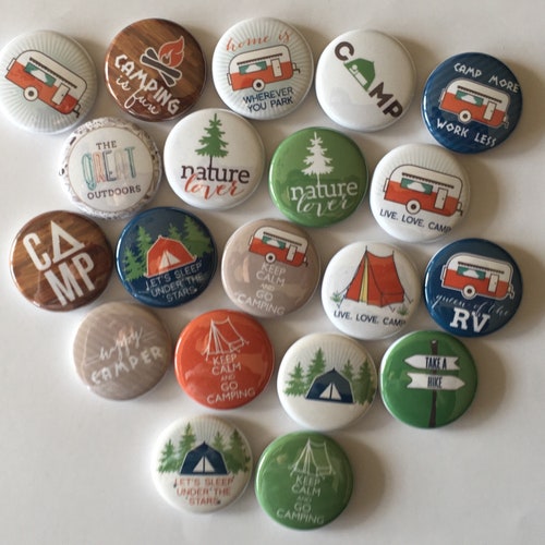 Camping Themed Gift Button Set of 10 1 1.25 or - Etsy