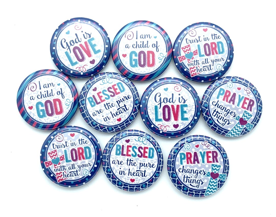 TEN Inspirational Bible Buttons. Various Sizes and Back Types. Great ...