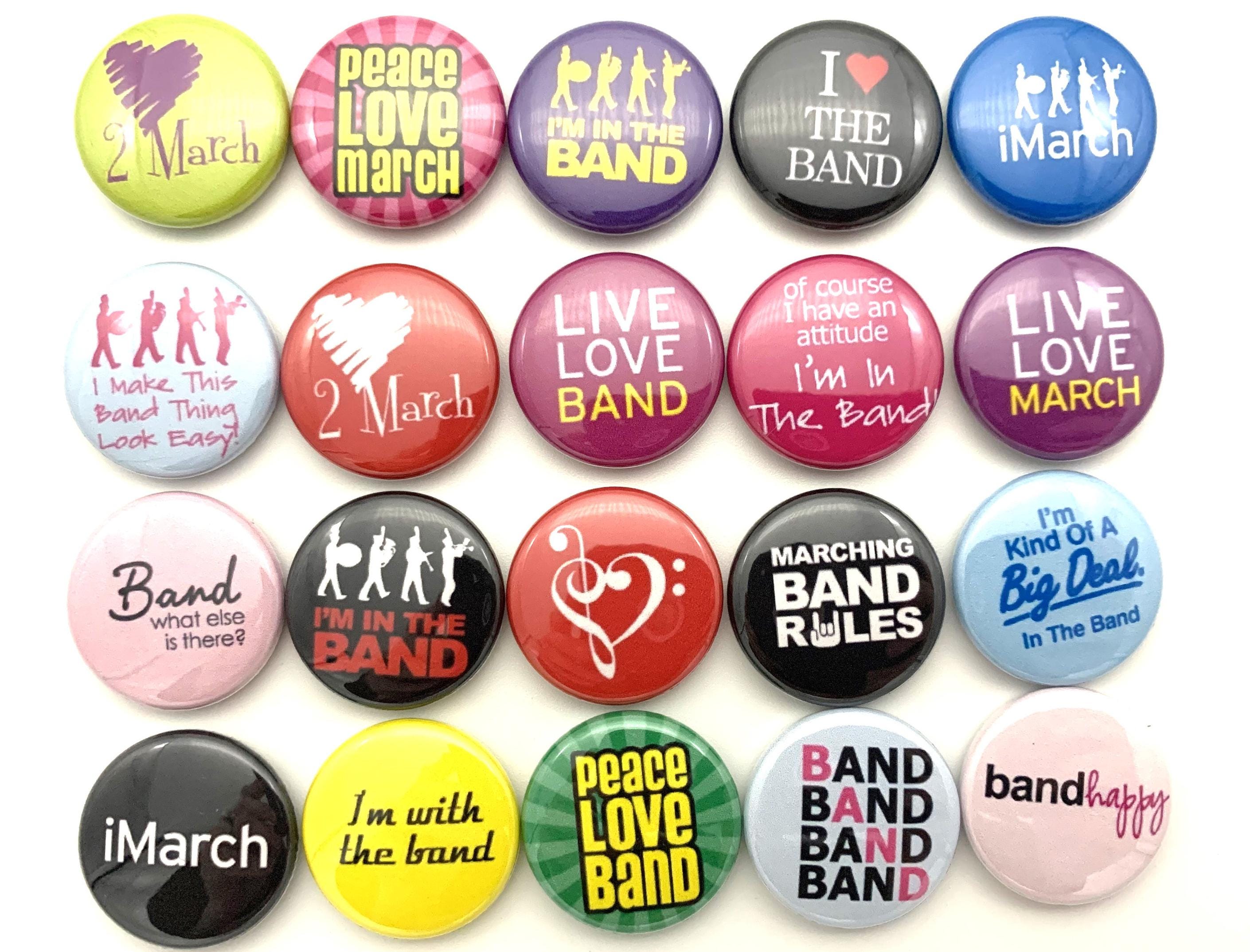 Marching Band Buttons Set of TWENTY (20) 1" 1.25" 1.5" or 1.75" Pin ...