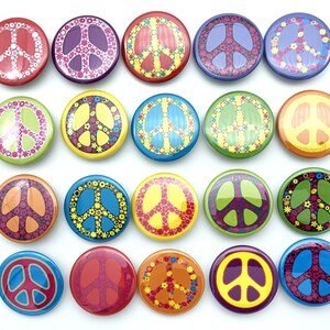 Peace Sign Gift Set of 20 Buttons Pinback Flatback Hollowback or Magnet ...