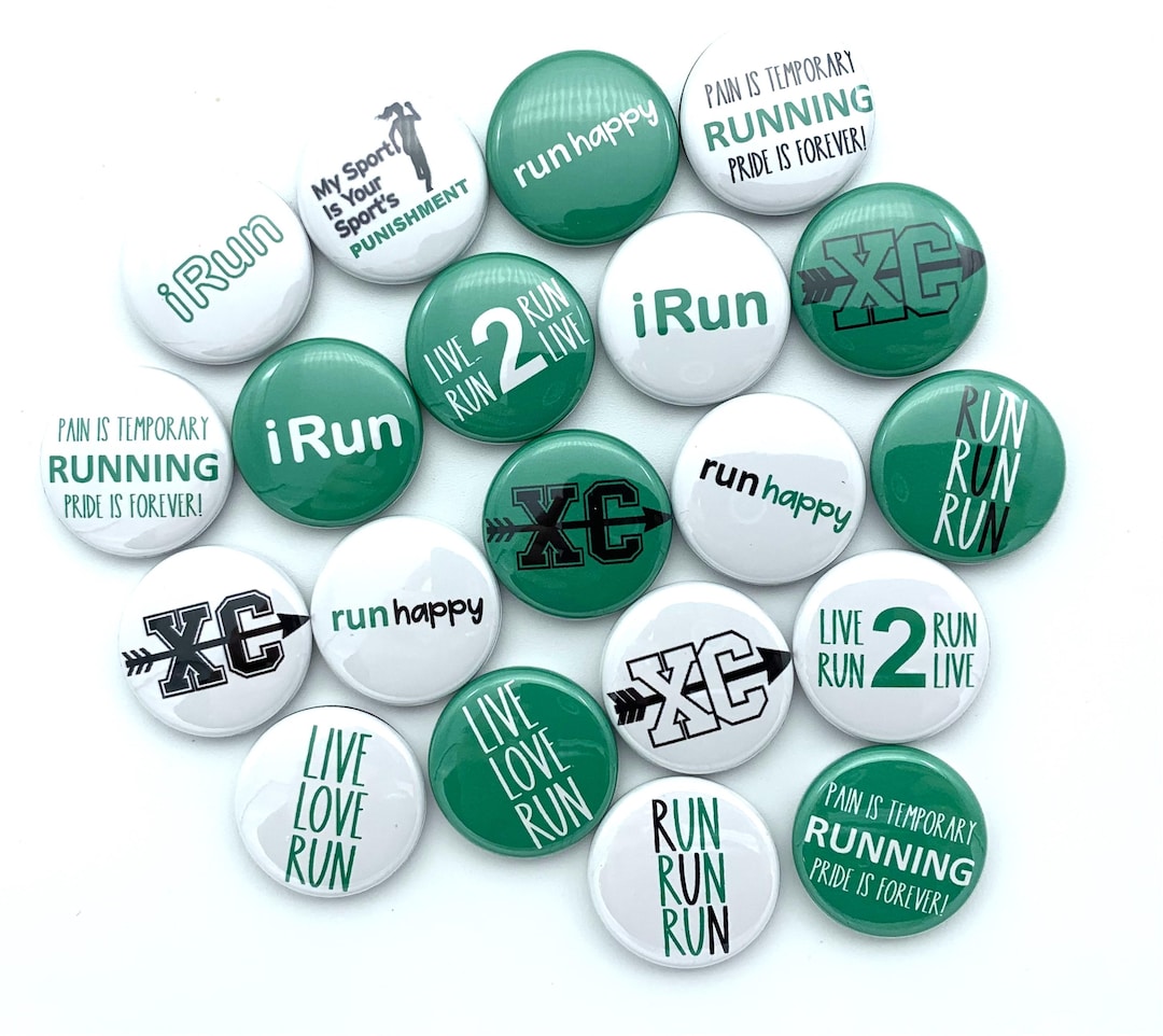 Green and White Cross Country Runner Pins Set of 20. Great XC Team Gift ...