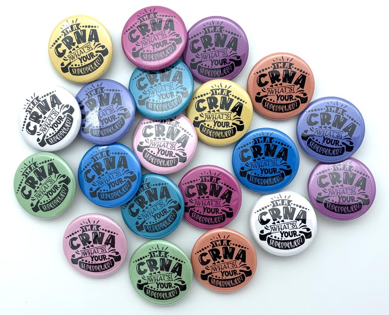 CRNA Superpower Buttons TWENTY PACK / Various Sizes and Backs ...