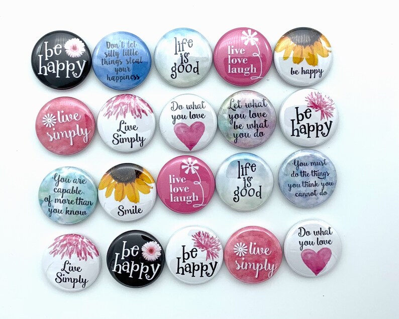 Kindness Inspirational and Motivational Buttons Set of 20 TWENTY Choose ...