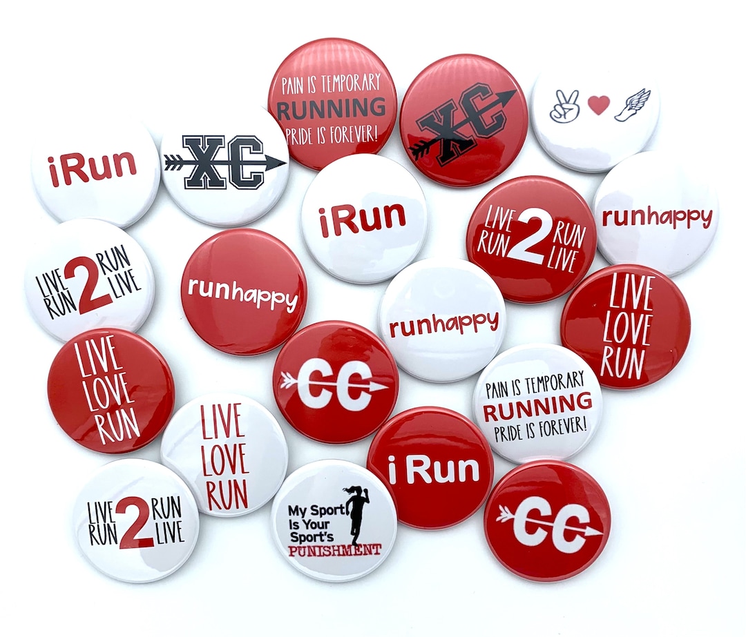 Red and White Cross Country Running Set of 20 Buttons. Great End of ...
