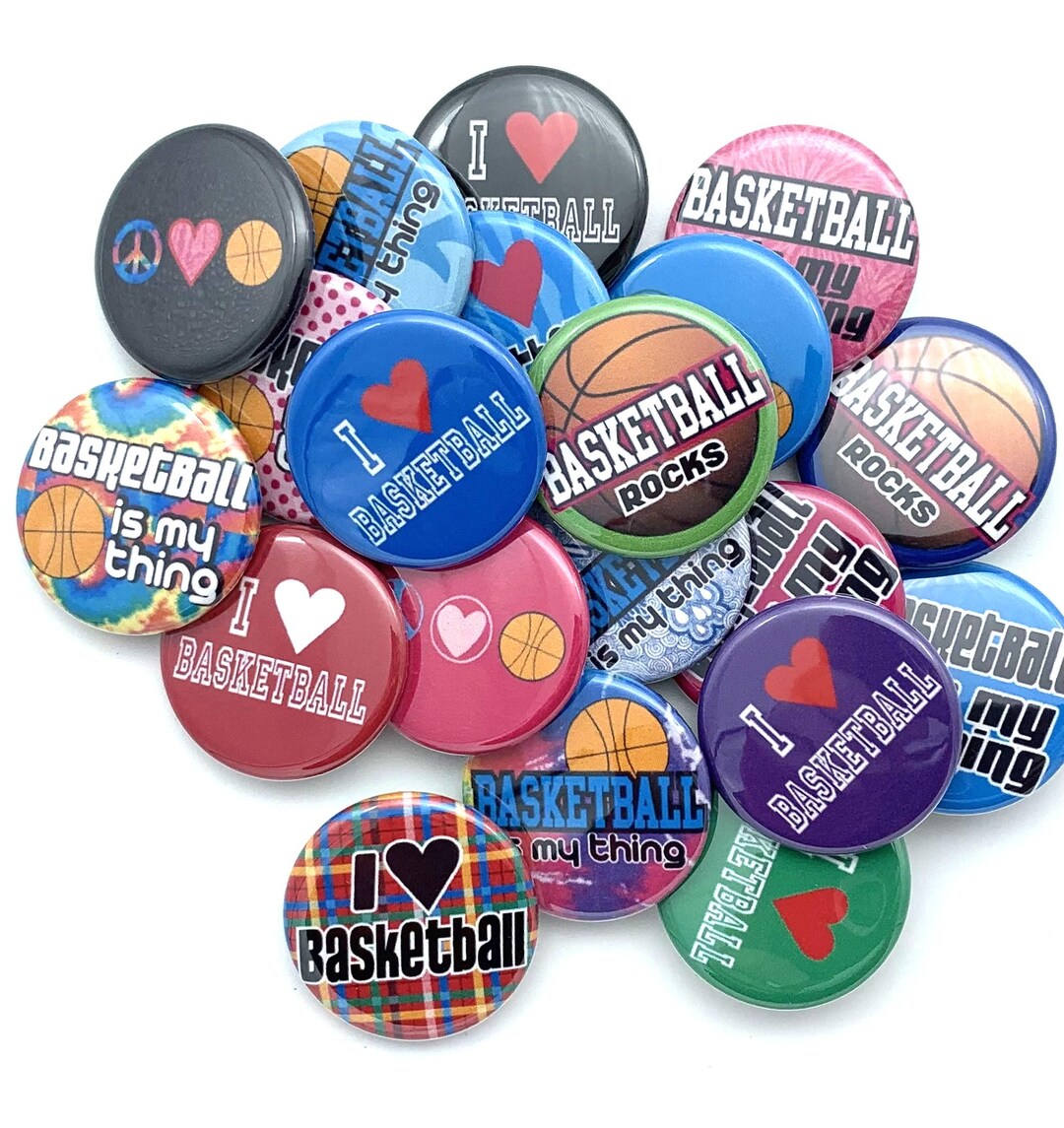 Basketball Buttons Set of TWENTY Various Sizes and Back Types. Great ...