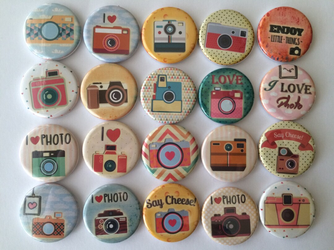 Set of 20 Photography 1 Inch or 1.25 Inch Buttons Pinback Flatback or ...